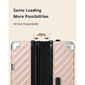 LUGGEX Pink Carry On Luggage 22x14x9 - PC Expandable Hard Shell Suitcase with Spinner Wheels