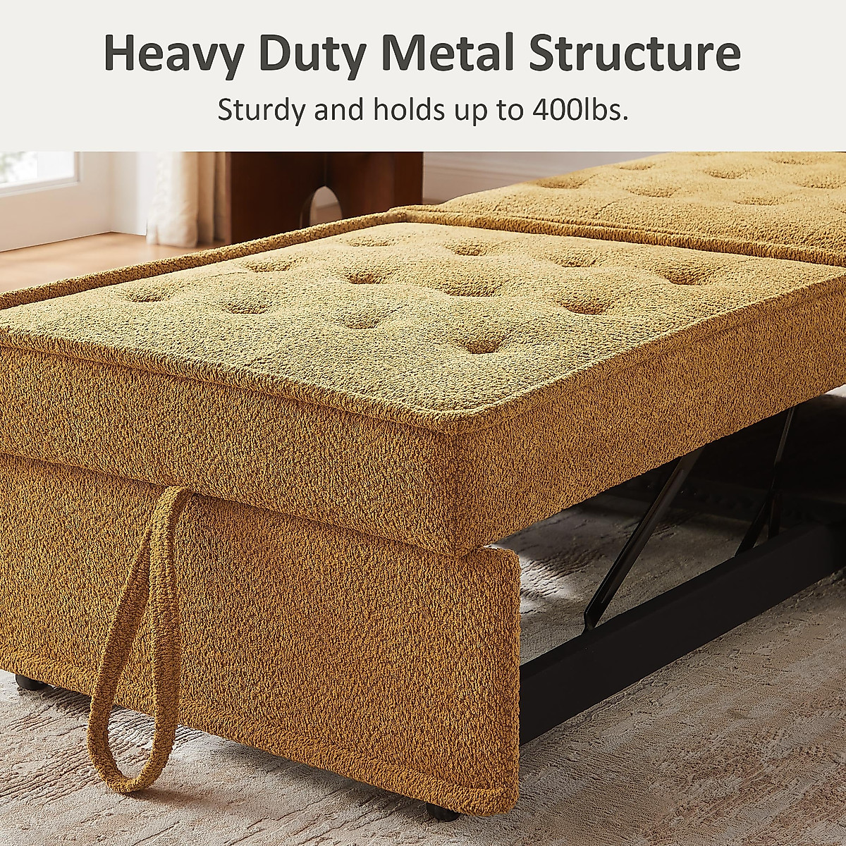 VANOMi Sleeper Chair, Convertible 3-in-1 Chair Sofa Bed, Boucle Pull-Out Bed with Adjustable Backrest, Oversized Sleeper Chairs for Adults for Living Room Bedroom Small Spaces