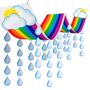 Rainbow Ceiling Decoration Hanging Rainbow Cloud Ceiling Decoration with Raindrop Garland Rainbow Party Decorations Raindrop Garland Rainbow Bunting for Birthday Baby Shower Daycare Decorations Supply