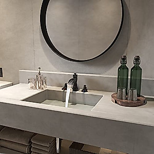 BWE Waterfall Widespread Bathroom Faucet 3 Hole Oil Rubbed Bronze Farmhouse 8 Inch Pop Up Drain Stopper Assembly Overflow Supply Line Lead-Free Faucets Parts Two Handle Bath Vanity Lavatory Sink