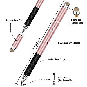 CCIVV Stylus Pen 2 in 1 Fine Point & Mesh Tip for Touch Screen, Compatible for Tablet and Cellphone (1Pc, Rose Gold)