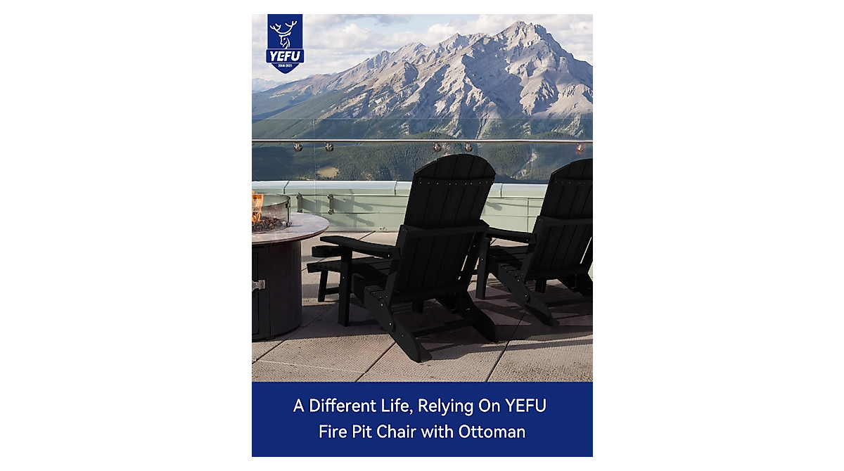 YEFU Adirondack Chair & Ottoman - Weather Resistant Comfort