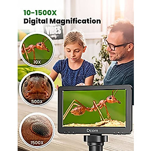 HDMI LCD Digital Microscope with IPS Screen, Dcorn 7" Coin Microscope for Coin Collection Supplies, View Entire Coin,16MP Soldering Microscope with Lights for Adults, 32GB Card Included