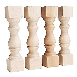 CAROLINA LEG CO. Maple Monastery Bench Legs - Replacement Coffee Table Legs - Unfinished - Set of 4 - Made in NC - Dimensions: 3.5" x 16"