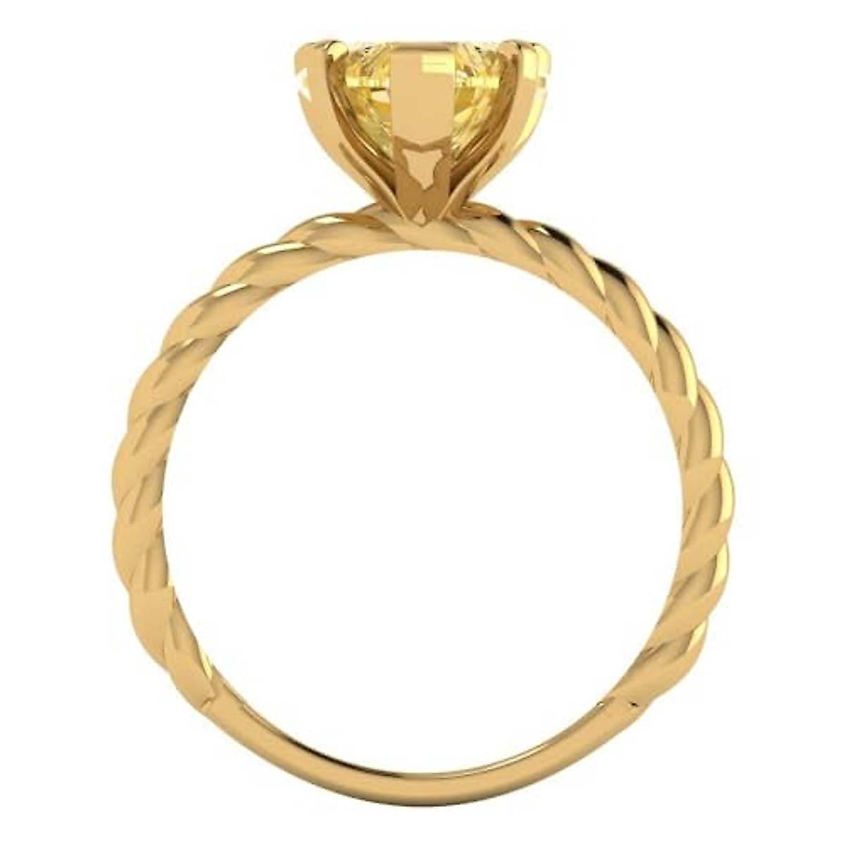 Clara Pucci 2ct Heart Cut Solitaire Rope Twisted Knot Natural Yellow Citrine Engagement Promise Anniversary Ring 18K Yellow Gold 10.5