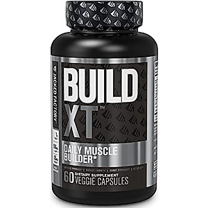 Jacked Factory Build-XT Daily Muscle Builder & Performance Enhancer w/Trademarked Ingredients - Muscle Building Supplement for Strength & Growth - Peak02, ElevATP, & Astragin - 60 Veggie Pills