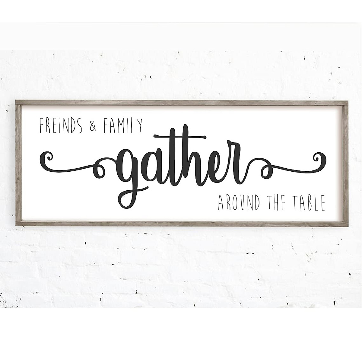 Farm Sign Gather Art Wood Framed Rustic Farmhouse Sign Wall Art Decor - Southern Charm Home Decor - Multiple Sizes Available - Made in USA by Small Business 10" x 25"