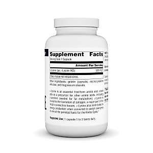 Source Naturals L-Lysine Free Form -Amino Acid Supplement Supports Energy Formation & Collagen - 200 Capsules