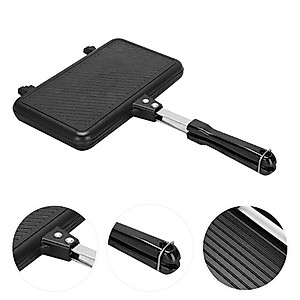 DOITOOL Sandwich Maker Double Sided Frying Pan Aluminum Omelette Trays Flip Pan Baking Pan Nonstick Frying Pan Home Cookware For Panini Sandwich Black