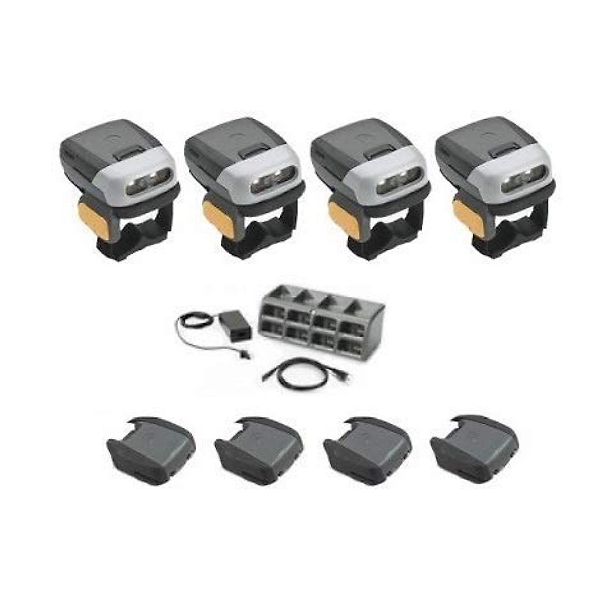 Bundle Qty (4): Zebra RS507, Rugged Bluetooth Hands-Free 2D/1D Finger Barcode Scanners, iOS + Android Compatible (Renewed)