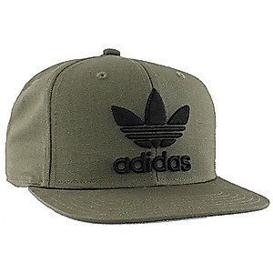adidas Originals mens Plus Flatbrim Structured Men s originals trefoil chain snapback cap, Olive Cargo Ripstop, One Size US