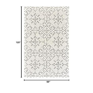 Feizy Rugs - Rhett Geometric Lattice Print Rug, Ivory/Wolf Gray, 8ft x 10ft Area Rug