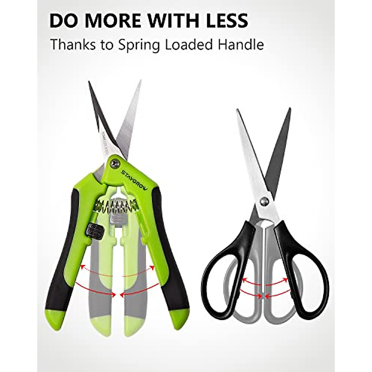 STAYGROW 2pcs 6.5" Pruning Shears for Gardening, Ultra Sharp Garden Scissors for Precise Cuts, Stainless Steel Bonsai Clippers with Spring Loaded, 6.5 Inch Garden Shears (1pc Straight & 1pc Curved)