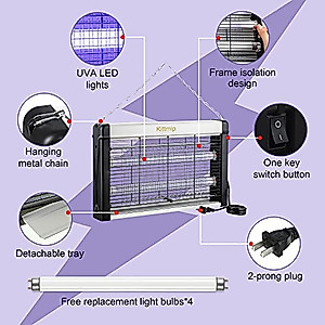 2 Pack Electric Bug Zapper, 20W 2800V Powerful Fly Insect Gnat Traps Fly Killers Catcher Repellent Mosquito UVA Light Electric Zapper for Indoor Home, 4 Extra Replacement Bulbs