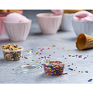 Plastimade Clear Disposable Plastic Portion Cups With Lids (200 Sets - 2 Oz) - Disposable Condiment Cups, Sauce/Dip/Dressing Cups, Souffle Cups & Jello Shot Cups With Lids | Great Sampling Container