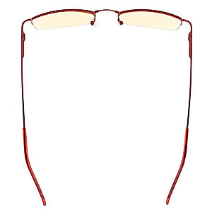CessBlu Half-Rim Blue Light Filter Glasses Bendable Computer Reading Glasses Women(Wine-Red) without Strength