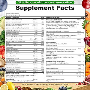 Vegan Whole Food Multivitamin with Iron, Daily Multivitamin for Women and Men, Made with Fruits & Vegetables, B-Complex, Probiotics, Enzymes, CoQ10, Omegas, Turmeric, Non-GMO, 180 Count