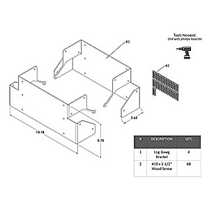 c2M Width Adjustable Outdoor Firewood Log Storage Rack 68 Piece Bracket Kit (2 Pack) | Heavy Duty Adjustable Custom Wood Storage Holder for Fireplace or Firepit | Made in the USA