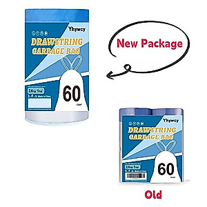 2.6 Gallons Small Trash Bags Strong Drawstring Garbage Bags 60 Count for Trash Cans Office Living Room Kitchen and Bathroom - Thickened Unscented