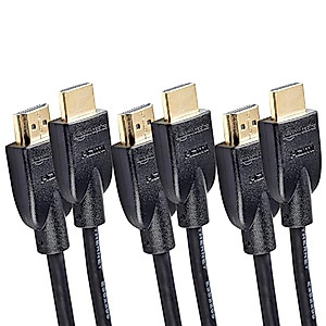 Amazon Basics High-Speed 4K Ultra HD 3-Pack HDMI 2.0 Cable/Cord, 6 feet, 18 Gbps, 60 Hz, 2160p, 48 bit, Male-to-Male, Ethernet Ready, 3D, Black