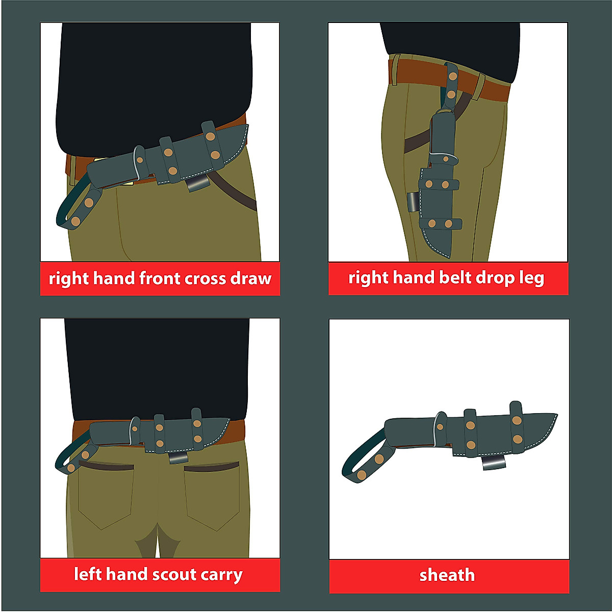 GCS Handmade Micarta Handle D2 Tool Steel Tactical Hunting Knife with leather sheath Full tang blade designed for Hunting & EDC GCS 155