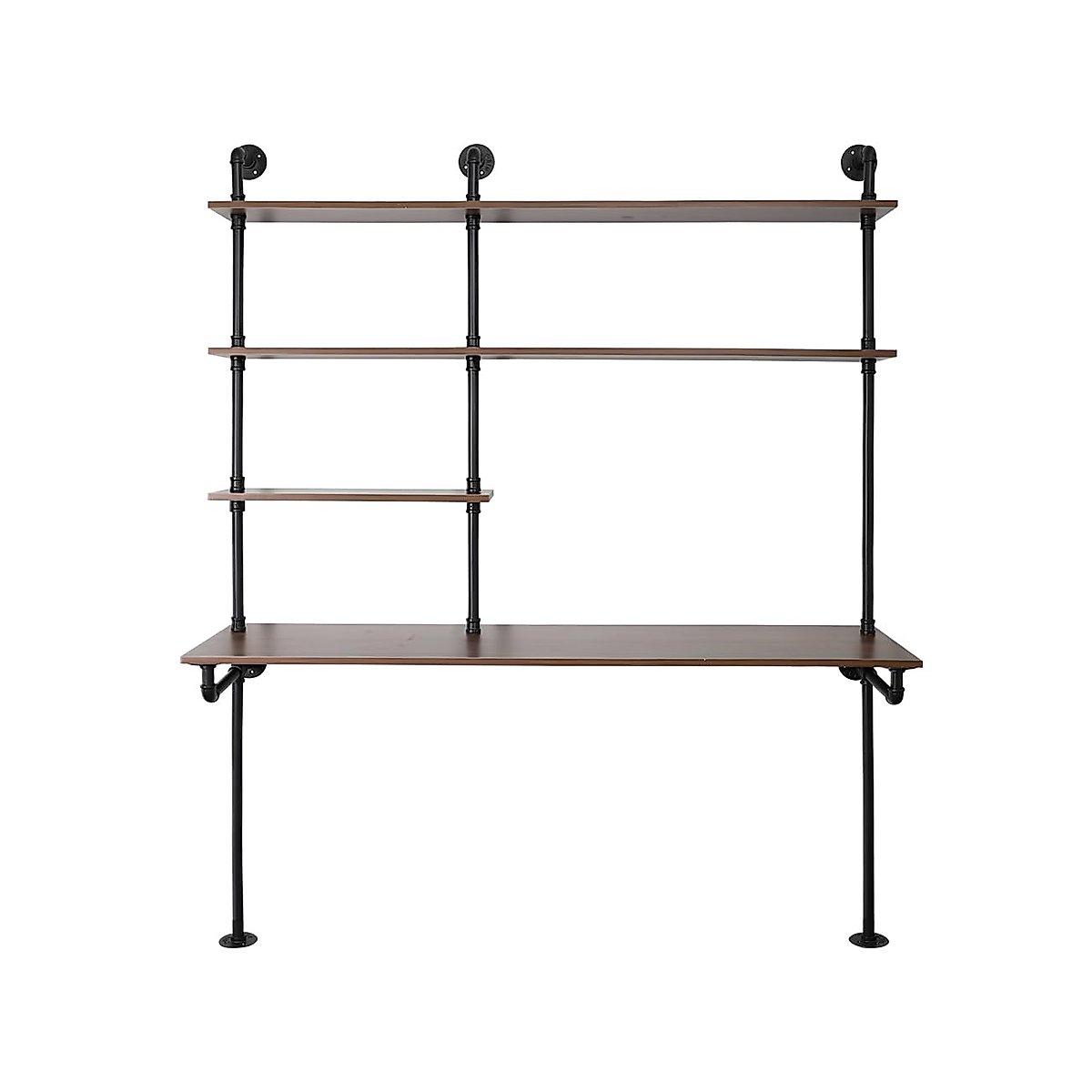 OLDRAINBOW Ladder Desk with Shelves Floating Computer Desk,Wall Mounted Laptop Desks for Small Spaces,Industrial Pipe Bookshelf Narrow Writing Desk