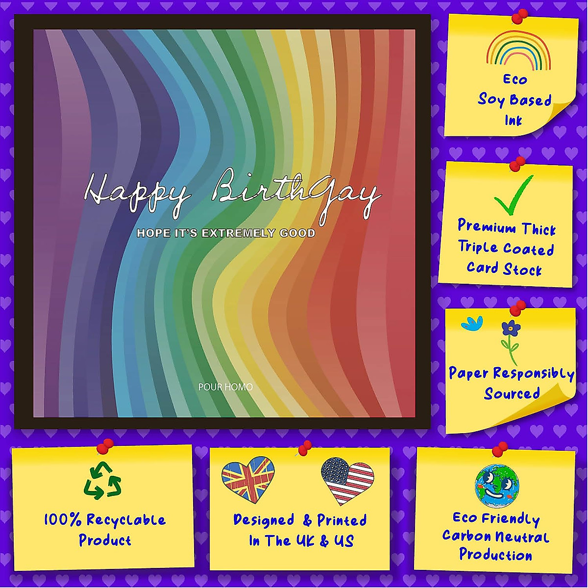 Cult Kitty - Pour Homo - LGBTQ Greeting Card - Gay Birthday Card - Gay Man Birthday - Lesbian Birthday Card - Gay Friend Card - Pride Birthday Card - Non-Binary Coming Out - LGBT Woman Birthday