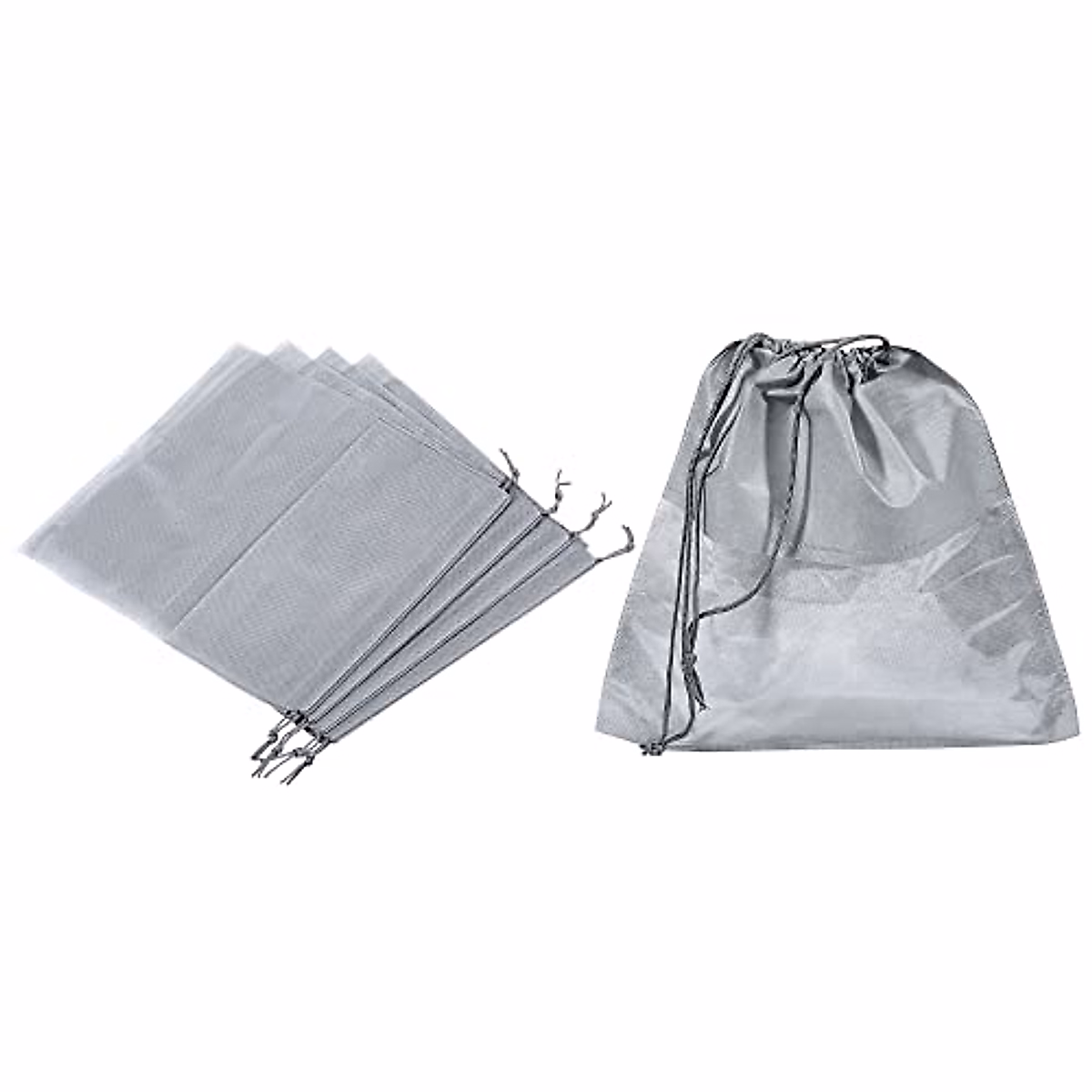 PATIKIL 13.8 Inch Non-Woven Fabric Handbag Dust Cover, 5 Pack Dustproof Storage Organizer Drawstring Bag for Handbags Purses, Gray