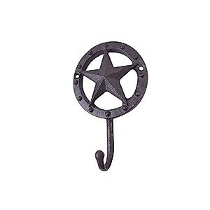 Handcrafted Nautical Decor Cast Iron Lone Star Decorative Metal Wall Hook 5"