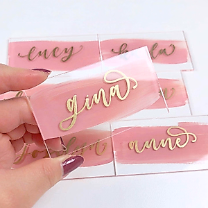 UNIQOOO Place Cards, 20pcs Clear Acrylic - Blank Rectangle Table Cards for Wedding, Party & Event Decoration - 3 1/2 x 2"