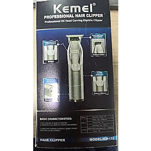 Kemei 0mm Baldheaded Hair Clippers for Men Professional Cordless Hair Trimmer Beard Trimmer with T Blade Zero Gapped Rechargeable Grooming Kit