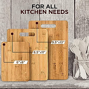 Brookline Wood Cutting Board Set - Extra Thick 3 Charcuterie Boards - Made from Organic Bamboo - Used for Cooking, Meat, Cheese and Vegetable Chopping