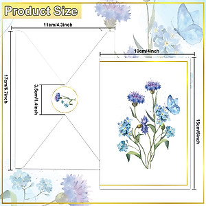 48PCS Floral Blank Cards with Envelopes & Stickers Beautiful Watercolor Floral Greeting Cards All Occasion Greeting Cards,Thinking Of You,Cute Thank You Stationary Notecards for Birthday Party Favors