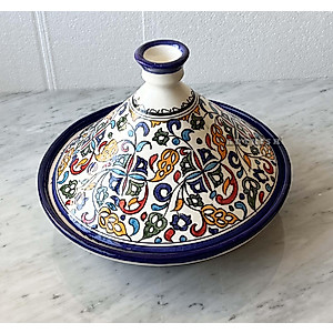 ARTKISH Hand Painted Moroccan Ceramic Tagine Cooking Pot Cookware for Cook and Serving - Pottery Tajin Dishware Perfect Housewarming Gift. (35cm = 14 inch)