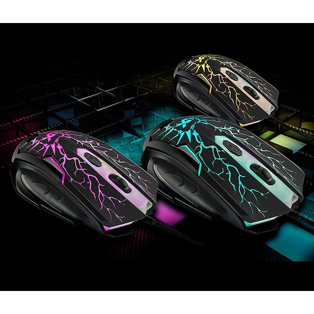 axGear USB LED Light Gaming Keyboard and Mouse Set Kit for Computer PC Multimedia Gamer