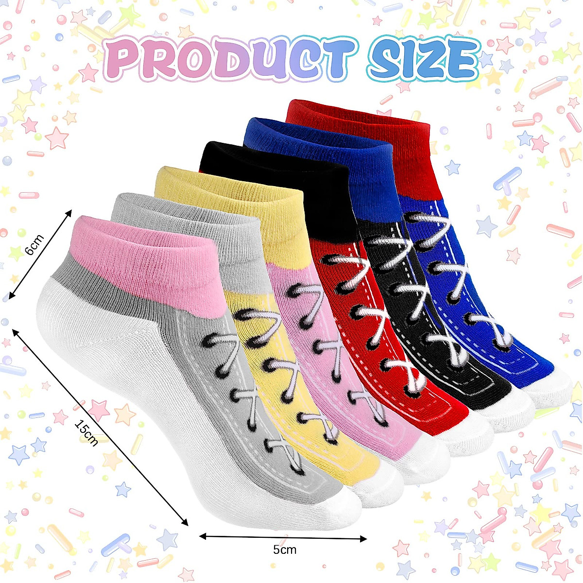 SATINIOR 6 Pairs Cool Novelty Low Cut Socks Sneakers Ankle Socks Non Slip Socks Soft Cool Socks Running Socks Gifts Idea for Women Girl Men