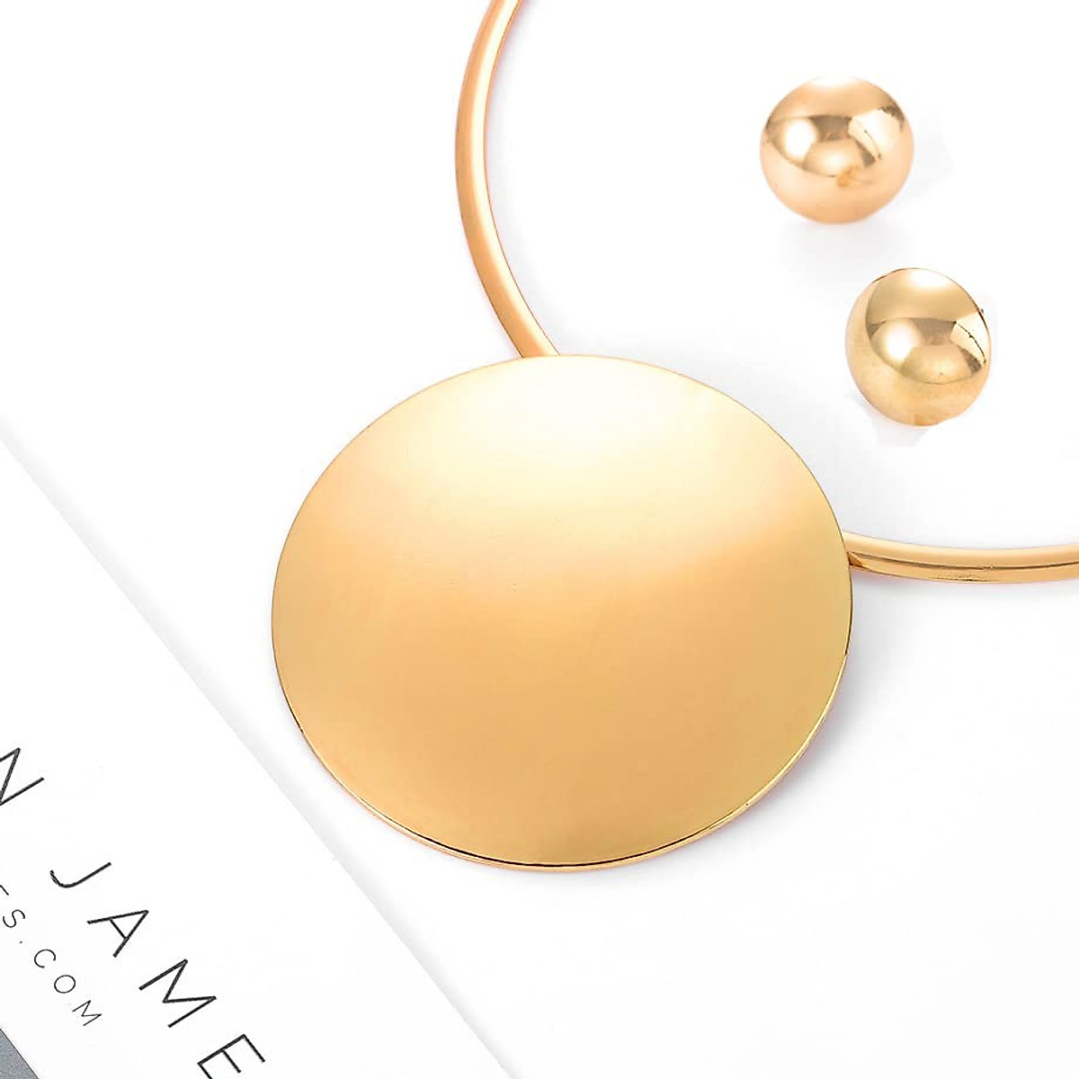 Barode African Choker Necklace Gold Round Necklaces Gothic Chunky Statement Necklaces and Earrings Set Jewelry for Women