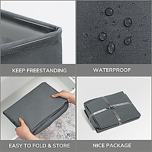 CHICVITA Large Laundry Basket Tall Hampers with Extended Handles, Collapsible Cloth Bins in the Dorm and Family, Foldable Laundry Hampers for Clothes Toys, Towel, 2-Pack 75L, Grey Bin