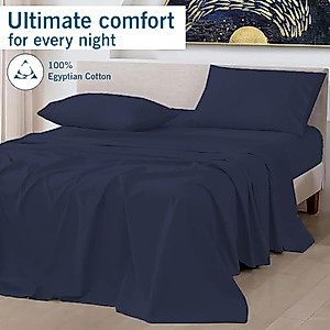 Saaz Linen 1000 Thread Count Full Size Sheet Set - 100% Egyptian Cotton Hotel Luxury Collection Bedding Sheets - Fits Upto 16 Inch Deep Pocket - Sateen Weave Solid 4 Piece Sheets Set (Navy Blue)