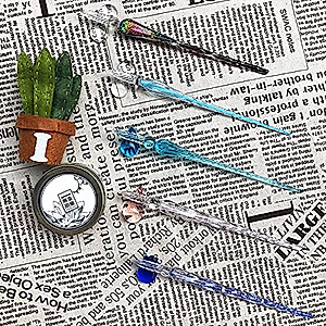 ESSSHOP Handmade Glass Dipped Pen and Ink Set - 15ml Color Inks, Pen Holder, Cleaning Cup, Ink Drip Tool, Crystal Signature Dip Pen for Art, Writing, Signatures, Calligraphy - Valentines Day Gifts Set