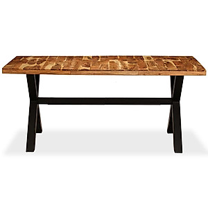 GOLINPEILO Wooden Dining Table, Kitchen Table Solid Acacia and Mango Wood 70.9"x35.4"x29.9" -AA