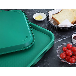 TrueCraftware-Set of 12 Plastic Fast Food Tray 10 1/2" X 13 5/8" Green Color- for Café Standard Cafeteria/Fast Food Tray Restaurant Serving Trays Set for Coffee Table Kitchen Party