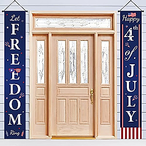 4th of July Decoration - Fourth of July Freedom Banner for Independence Day/Memorial Day/Veterans Day Patriotic Party, Hanging American Flag Porch Sign for Outdoor/Indoor/Backyard Home Wall Decor
