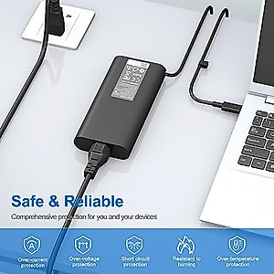 130W Dell Laptop Charger USB C Replacement for Dell XPS 15 17 2in1 9520 9530 9575 9500 9700 Precision 5530 2in1 3550 3551 3560 5550 5750 Latitude 7410 7310 7210 9510 5420 Dell USB C Charger Power Cord