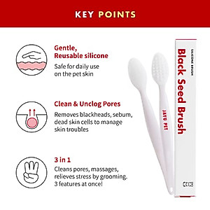 JAYU PET Black Seed Brush - Cat Acne Chin Treatment, Cat Acne Brush, Silicone Brush for Cats Chin Acne & Blackhead Exfoliation, Double-sided Cat Grooming Brush (1PCS)