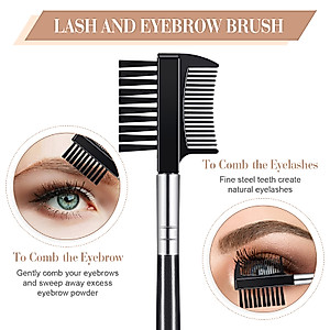 9 Pcs Eyelash Comb Brush Tools Set, Eyelashes Curler Folding Metal Eyelash Comb Separator Double Sided Eyebrow Brushes Lash Separator Tool for Women Makeup Supplies Grooming, Black