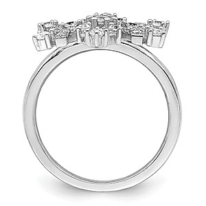Diamond2Deal 925 Sterling Silver Rhodium-plated Cubic Zirconia Snowflake Ring Size-8