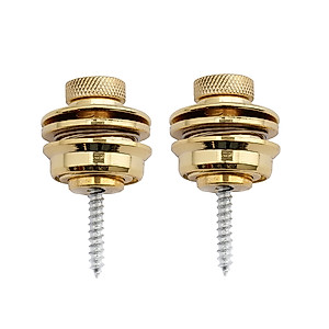 Musiclily Flat Head Guitar Big Strap Locks System Schaller-Style Straplocks Parts for Electric Acoustic Guitar Bass,Gold(Pack of 2)