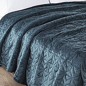 Beautyrest Plush Heated Blanket Pinsonic Quilt Super Soft Electric Throw, Controller with 10 Hours Auto Shutoff and 20 Heat Level Setting, King, Teal