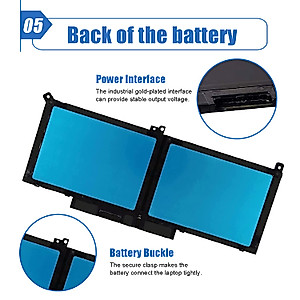 Dentsing 60Wh F3YGT Laptop Battery for Dell Latitude 12 7000 7280 7290/13 7000 7380 7390 P29S002/14 7000 7480 7490 P73G002 Series DM3WC DM6WC 2X39G KG7VF 451-BBYE 453-BBCF 7.6V 4 Cells